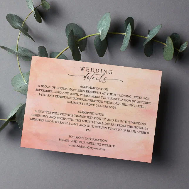 Mountain Sunset Rustic Wedding Details Enclosure Card | Zazzle