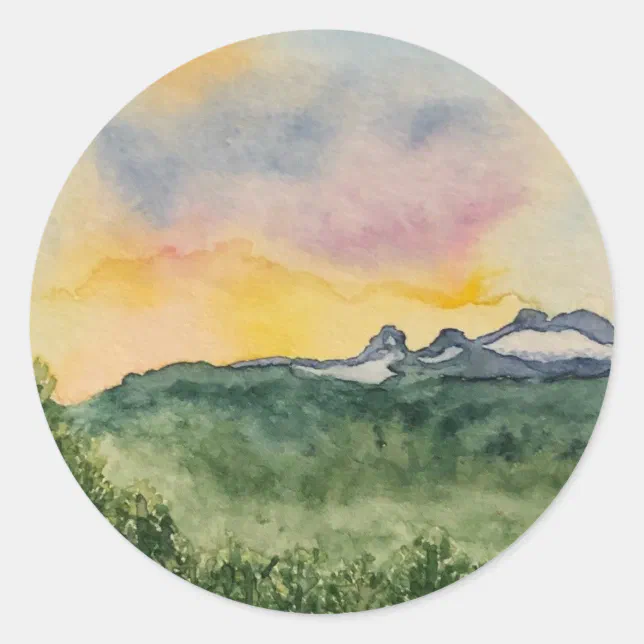 Mountain Sunset Stickers | Zazzle