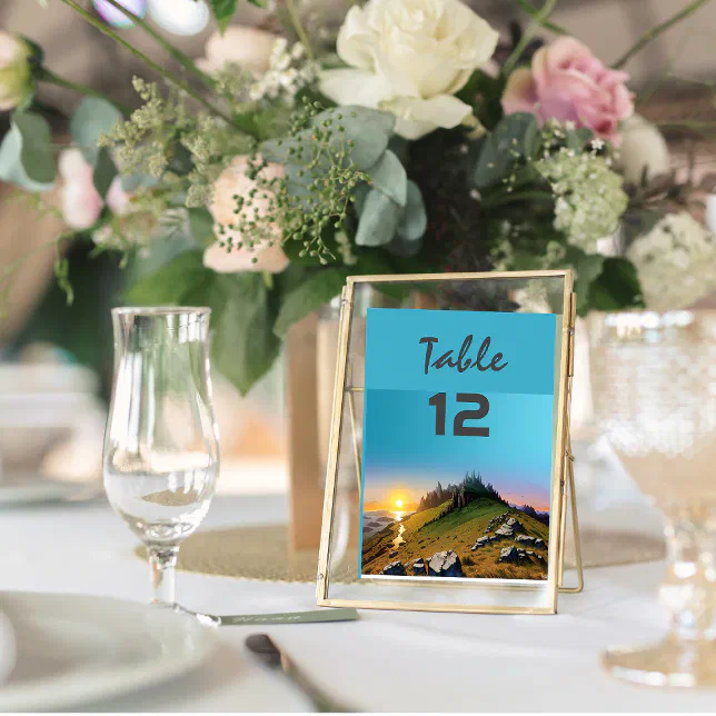 Mountain Sunset Table Number | Zazzle