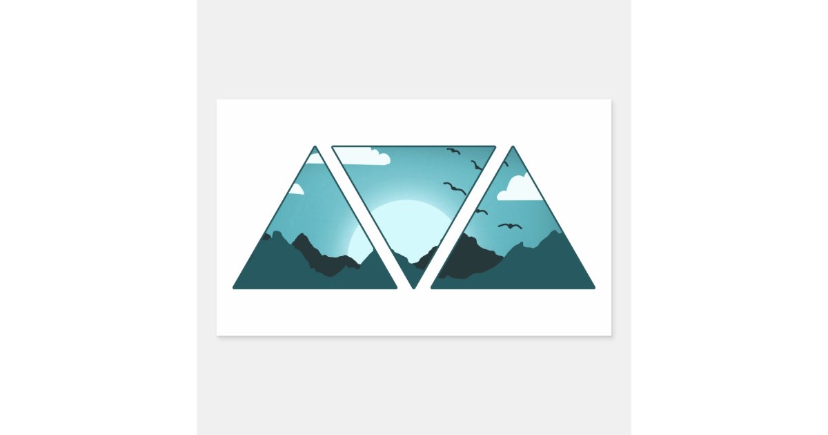 Mountain Triangles Rectangular Sticker | Zazzle