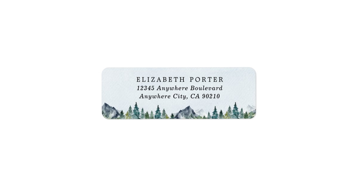 Mountain Watercolor Elegant Rustic Themed Wedding Label | Zazzle