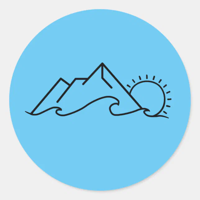 Mountain Wave Sun Classic Round Sticker | Zazzle