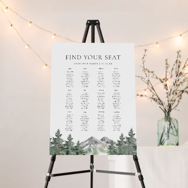 Mountain Wedding 12 Tables Wedding Seating Chart Foam Board | Zazzle