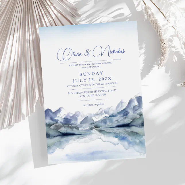 Mountain Wedding Invitation Rustic Invite Romantic | Zazzle