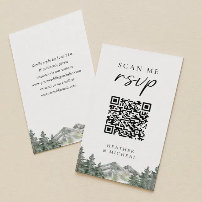 Mountain Wedding Scan Me RSVP Enclosure Card | Zazzle