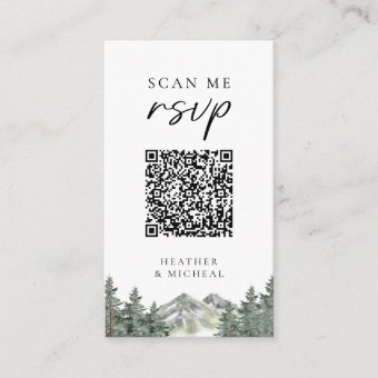 Mountain Wedding Scan Me RSVP Enclosure Card | Zazzle