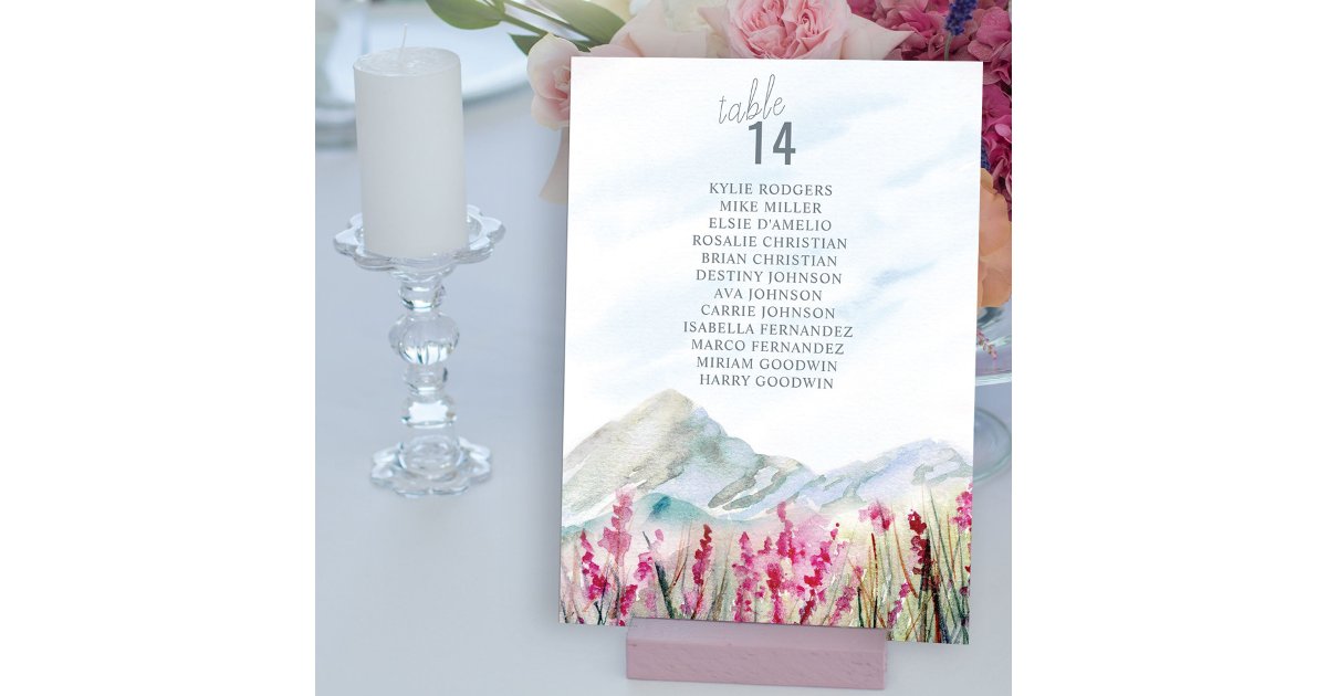 Mountain Wedding Table Number Seating Sign | Zazzle