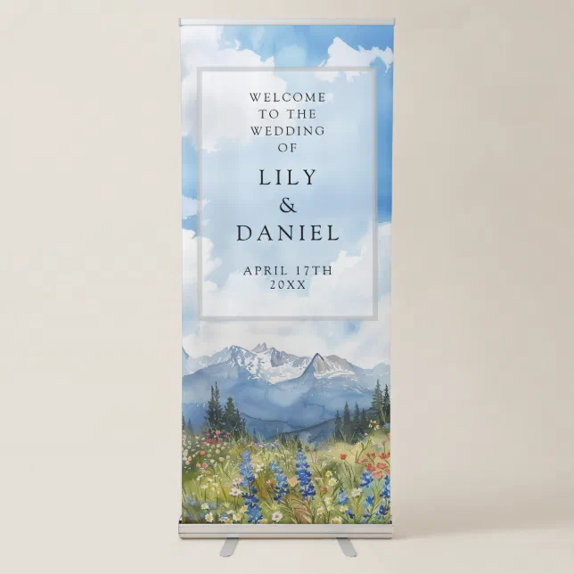 Mountain Wildflowers Floral Wedding Welcome Retractable Banner | Zazzle