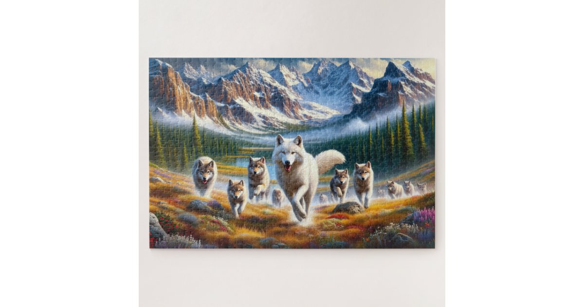 Mountain Wolf Pack, Wolf Family, Wilderness Jigsaw Puzzle | Zazzle