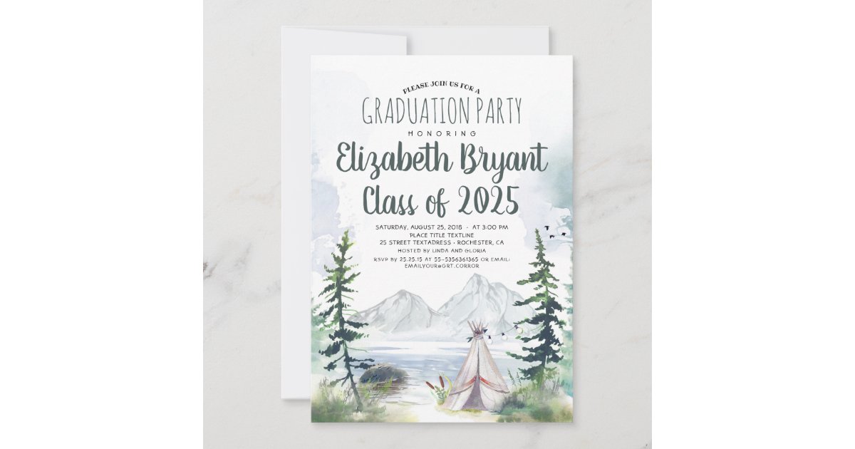 Mountains Adventure Camping Woods Graduation Invitation | Zazzle