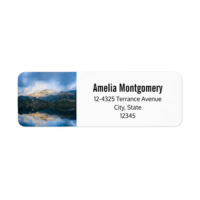 Mountains and Lake Scenic Nature Photo Address Label | Zazzle