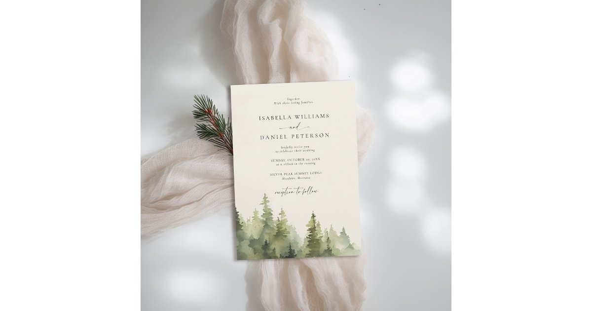 Mountains Forest Rustic Outdoor Vintage Wedding Invitation | Zazzle