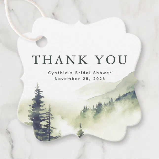 Mountains Forest Thank You Wedding Favor Tags | Zazzle