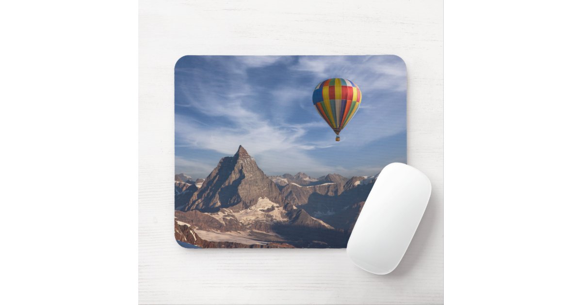 Mountains | Hot Air Balloon Matterhorn Swiss Alps Mouse Pad | Zazzle