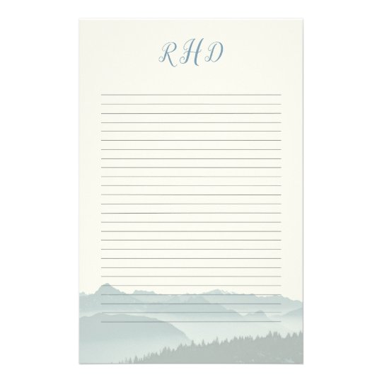 Mountains Lined Writing Paper Monogrammed | Zazzle.com
