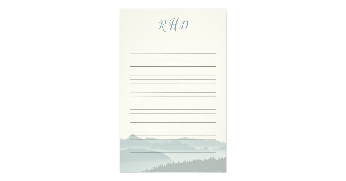 Mountains Lined Writing Paper Monogrammed | Zazzle.com