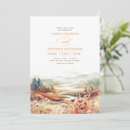 Mountains Nature Fall Landscape Wedding Invitation | Zazzle