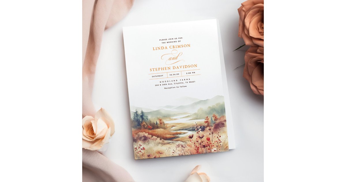 Mountains Nature Fall Landscape Wedding Invitation | Zazzle