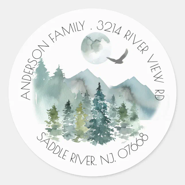 Mountains | New Home Address Label Sticker | Zazzle