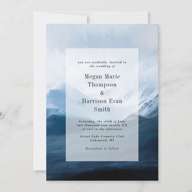 Mountains painterly Landscape Wedding Invitation | Zazzle