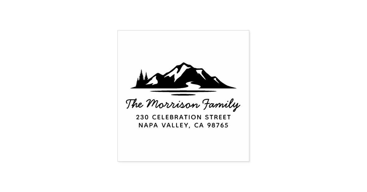 Mountains & Pine Trees Landscape Return Address Rubber Stamp | Zazzle