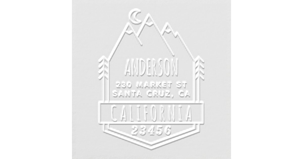 Mountains & Pine Trees Rustic Return Address Embosser | Zazzle