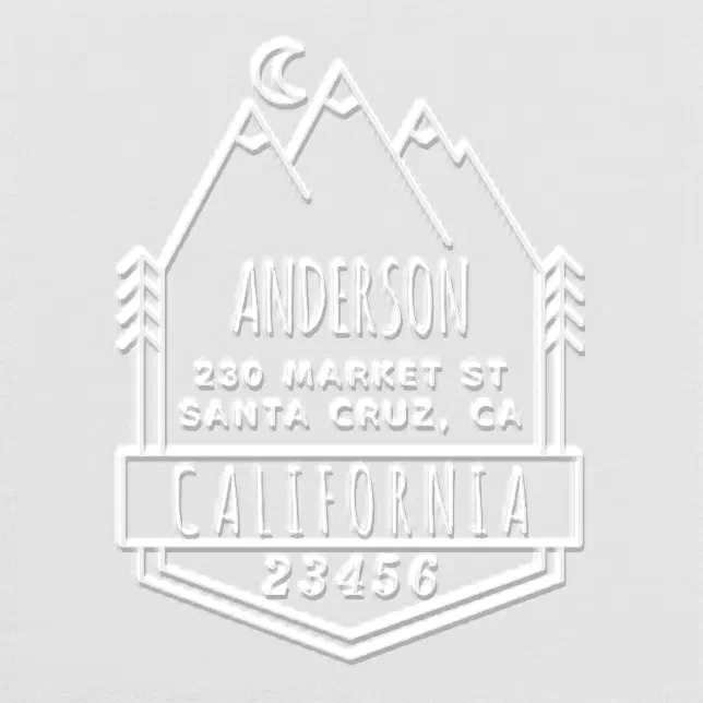 Mountains & Pine Trees Rustic Return Address Embosser | Zazzle