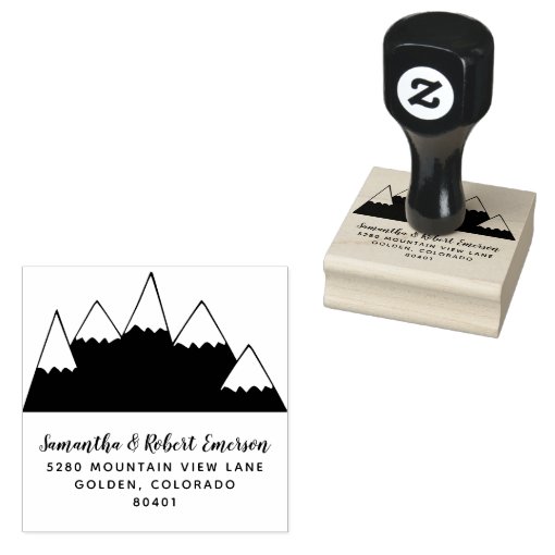 Mountains Return Address Rubber Stamp | Zazzle