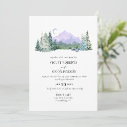 Mountains Rustic Forest QR Code All in One Wedding Invitation | Zazzle
