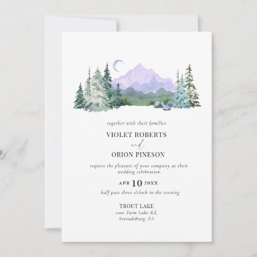 Mountains Rustic Forest QR Code All in One Wedding Invitation | Zazzle