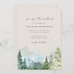 Mountains Rustic Forest QR Code All in One Wedding Invitation | Zazzle