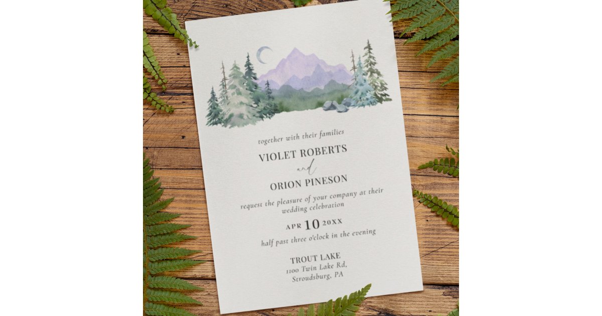 Mountains Rustic Forest Wedding Invitation | Zazzle
