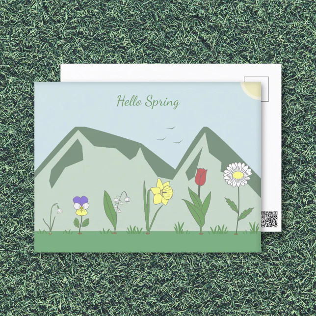 Mountains & Spring Flowers Landscape Postcard | Zazzle