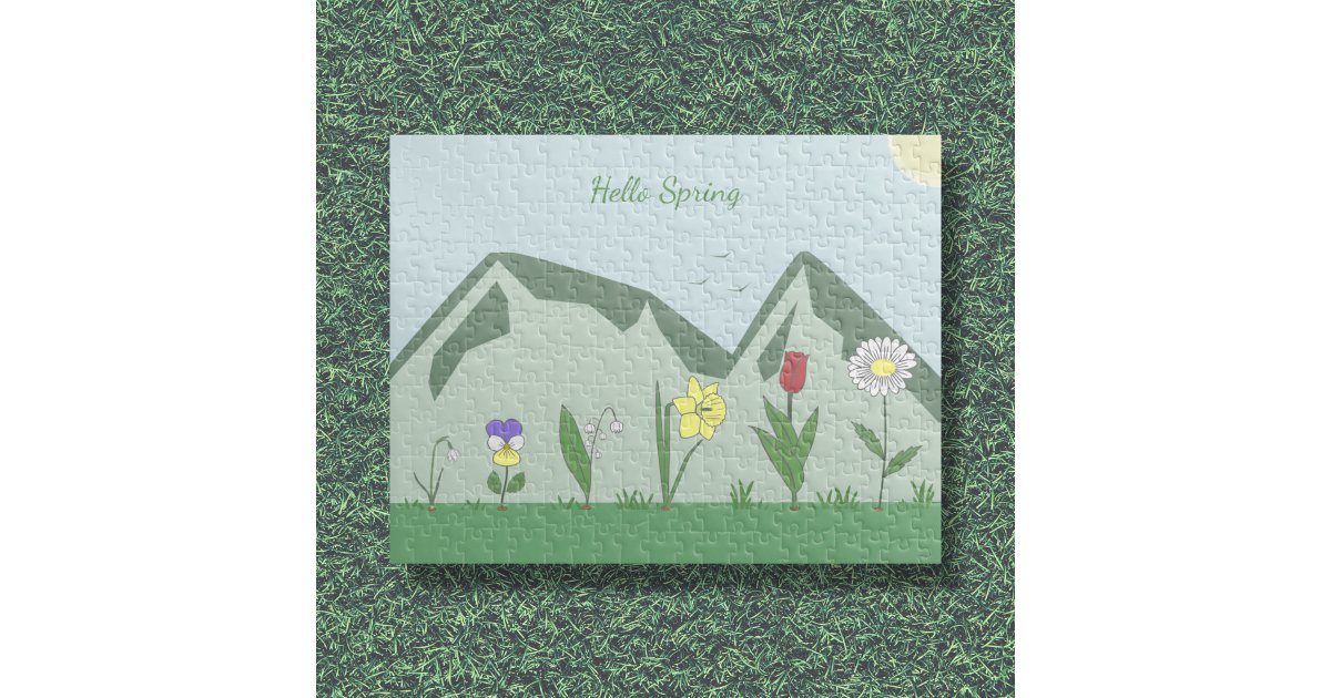 Mountains & Spring Flowers Landscape Puzzle | Zazzle