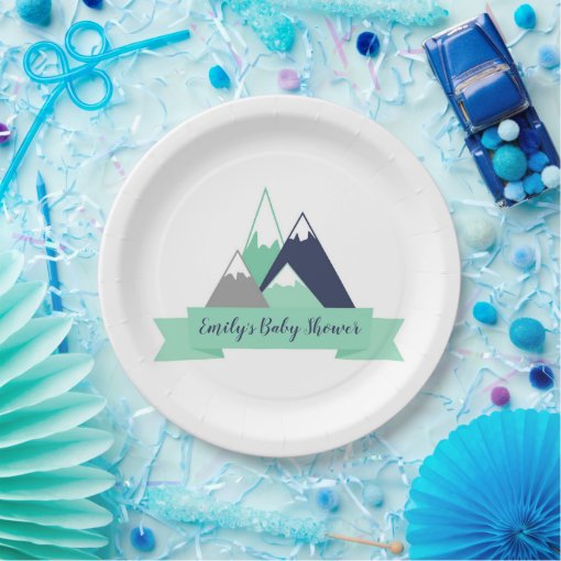 Mountains Themed Baby Shower Paper Plates | Zazzle