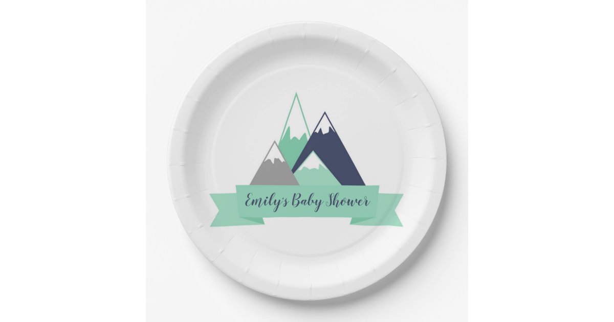 Mountains Themed Baby Shower Paper Plates | Zazzle