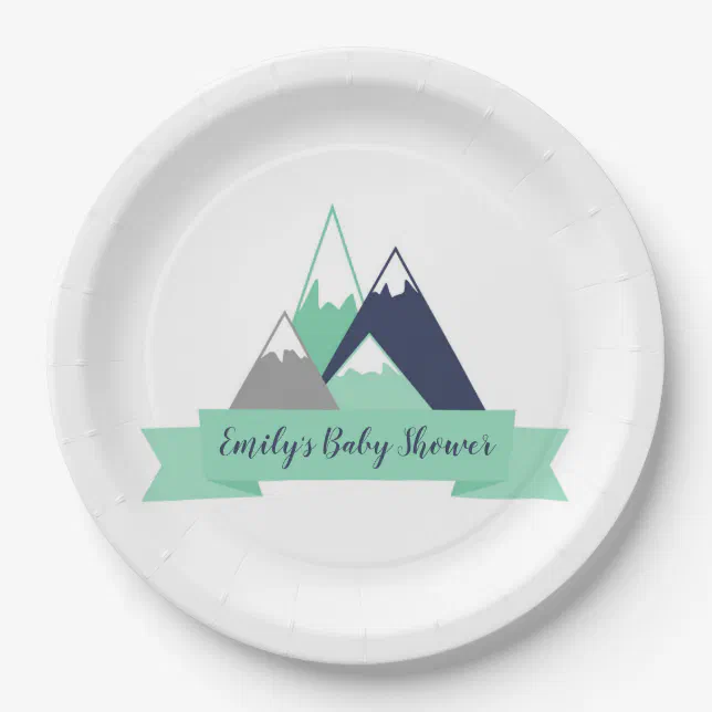 Mountains Themed Baby Shower Paper Plates | Zazzle