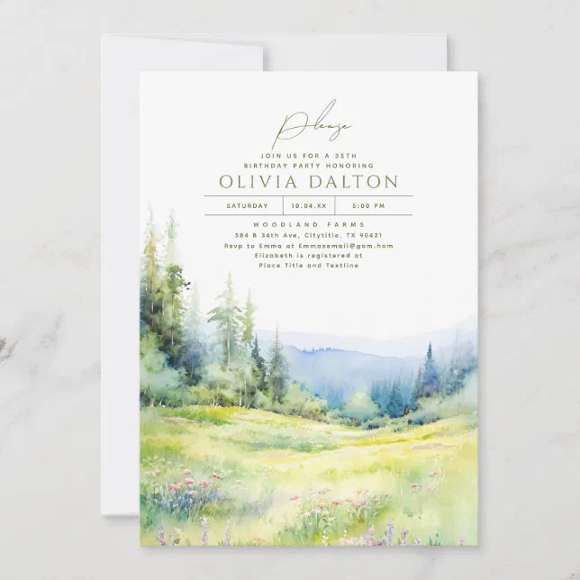 Mountains Wildflowers Nature Boho Birthday Invitation | Zazzle