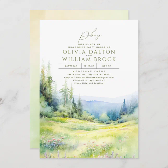 Mountains Wildflowers Nature Engagement Party Invitation | Zazzle