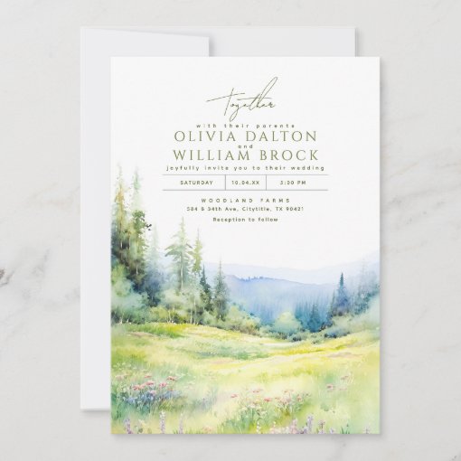 Mountains Wildflowers Summer Nature Wedding Invitation | Zazzle