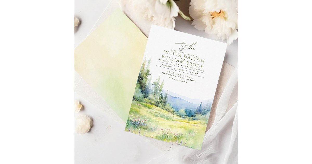 Mountains Wildflowers Summer Nature Wedding Invitation | Zazzle