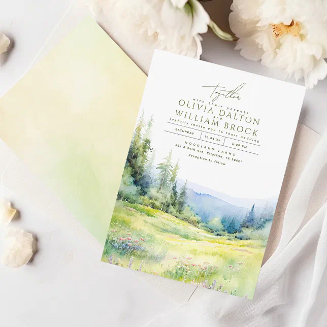 Mountains Wildflowers Summer Nature Wedding Invitation | Zazzle