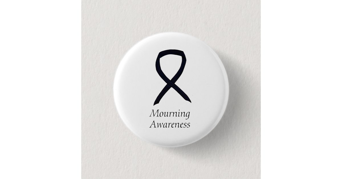 Mourning Awareness Black Ribbon Custom Button Pin | Zazzle