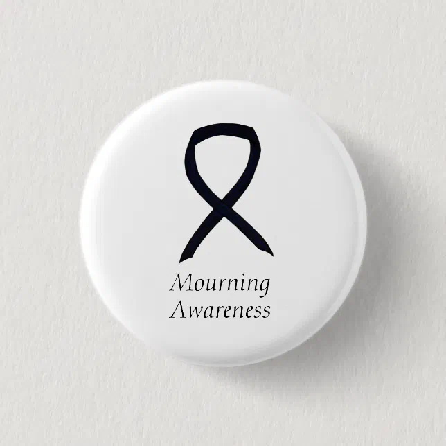 Mourning Awareness Black Ribbon Custom Button Pin | Zazzle