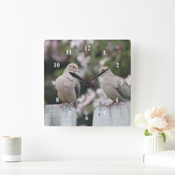 Mourning Doves Photo Square Wall Clock | Zazzle