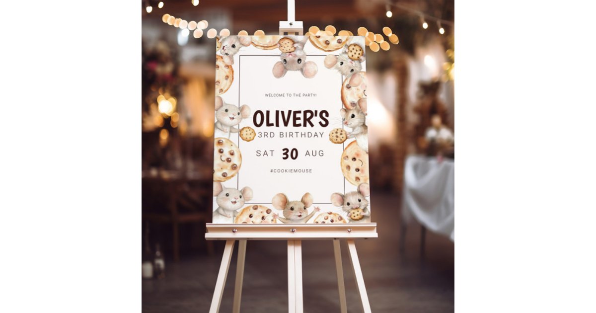 Mouse and Cookie Party Welcome Sign Foam Board | Zazzle