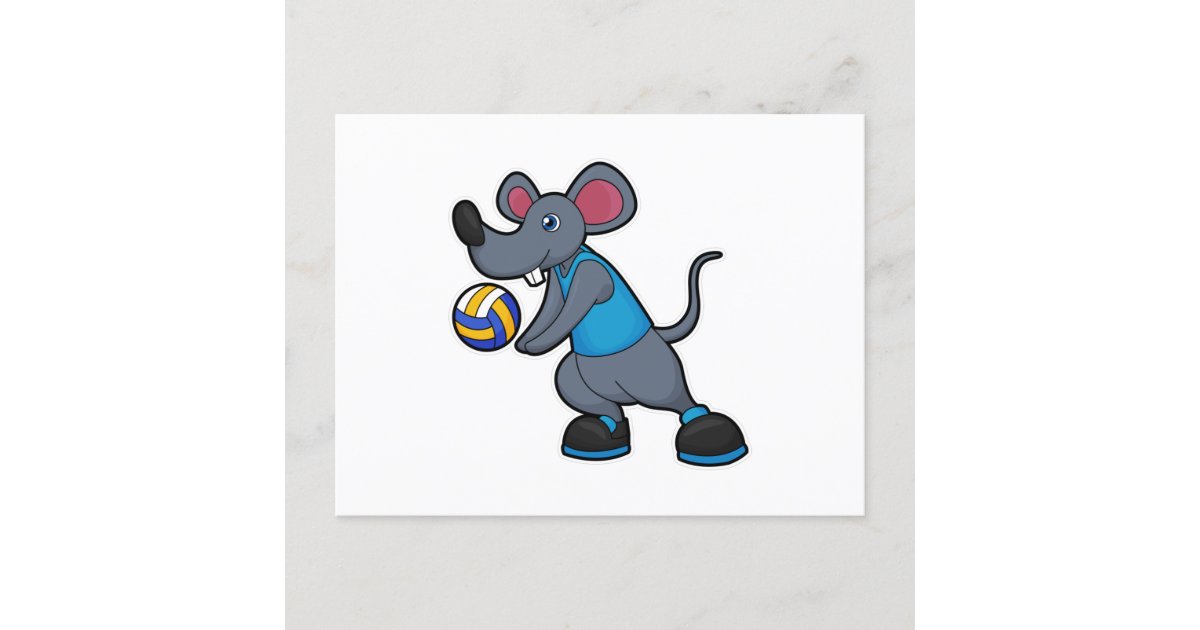 Mouse as Volleyball player with Volleyball Postcard | Zazzle
