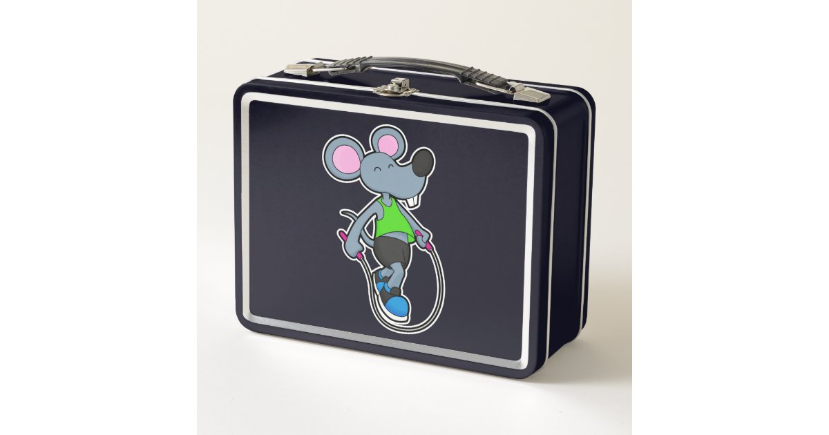 Mouse at Fitness with Rope Metal Lunch Box | Zazzle