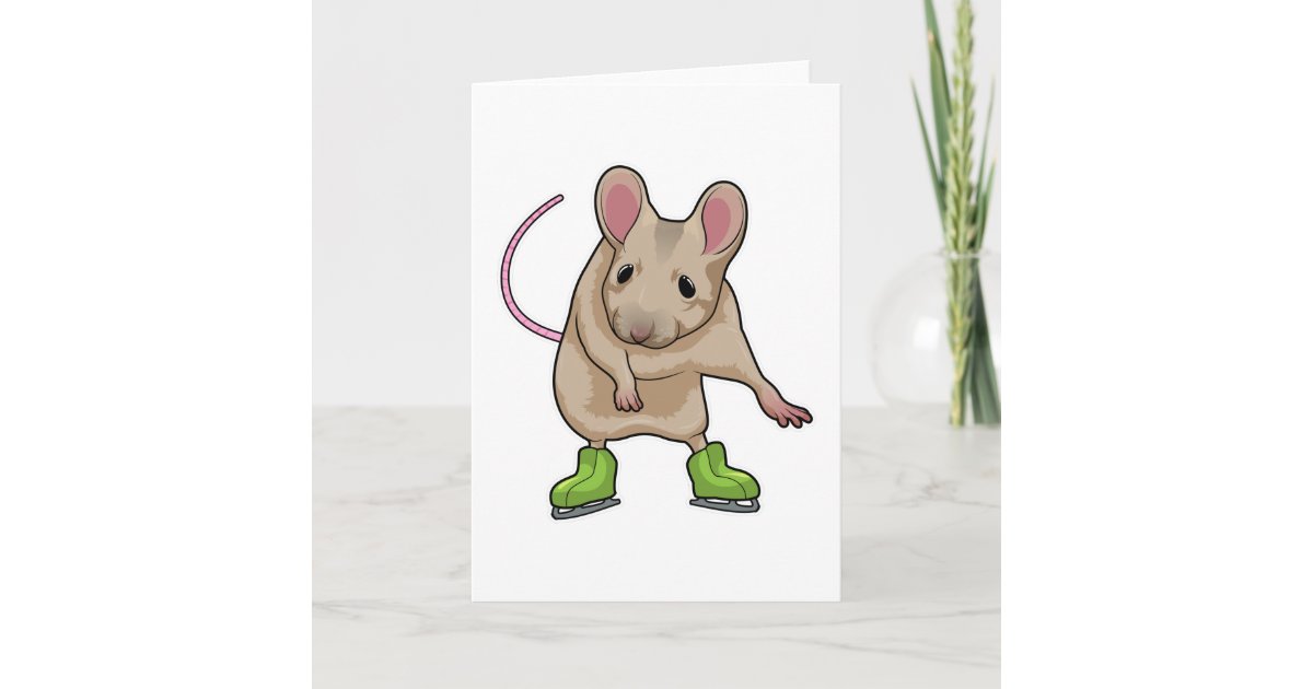 Mouse Ice skating Ice skates Card | Zazzle