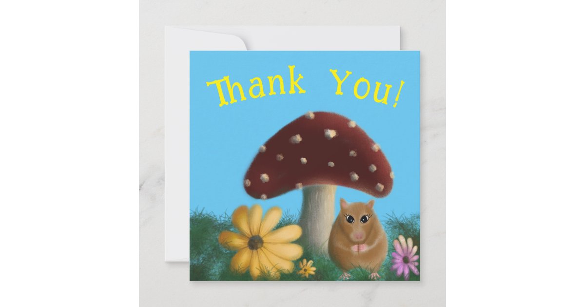Mouse & Mushroom Thank You Card | Zazzle